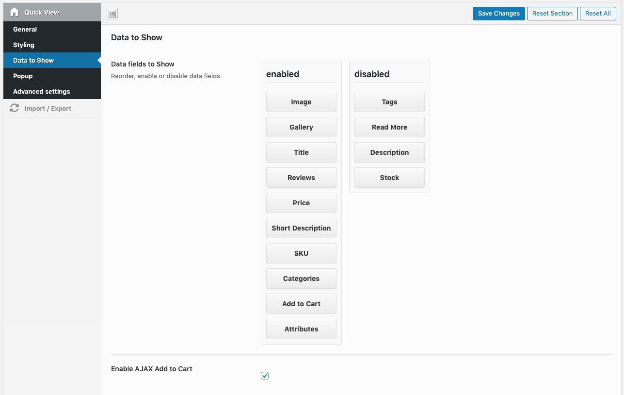 Setup the Quick View Plugin