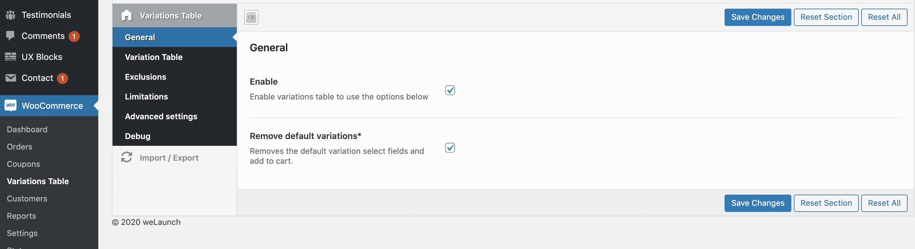 Setup the WooCommerce Variations Table Plugin - weLaunch