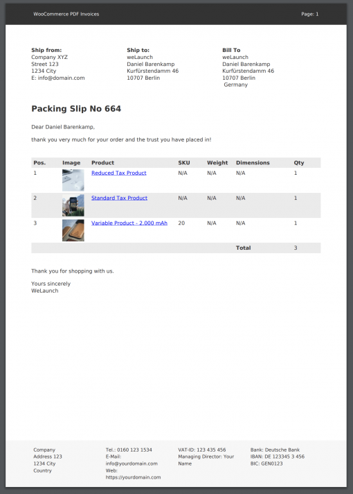 WooCommerce PDF Invoices & Packing Slips Plugin - weLaunch